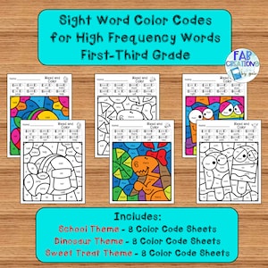 Sight Word Color by Code for High Frequency Words First-third Grade ...