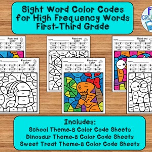 Sight Word Color by Code for High Frequency Words First-third - Etsy Canada