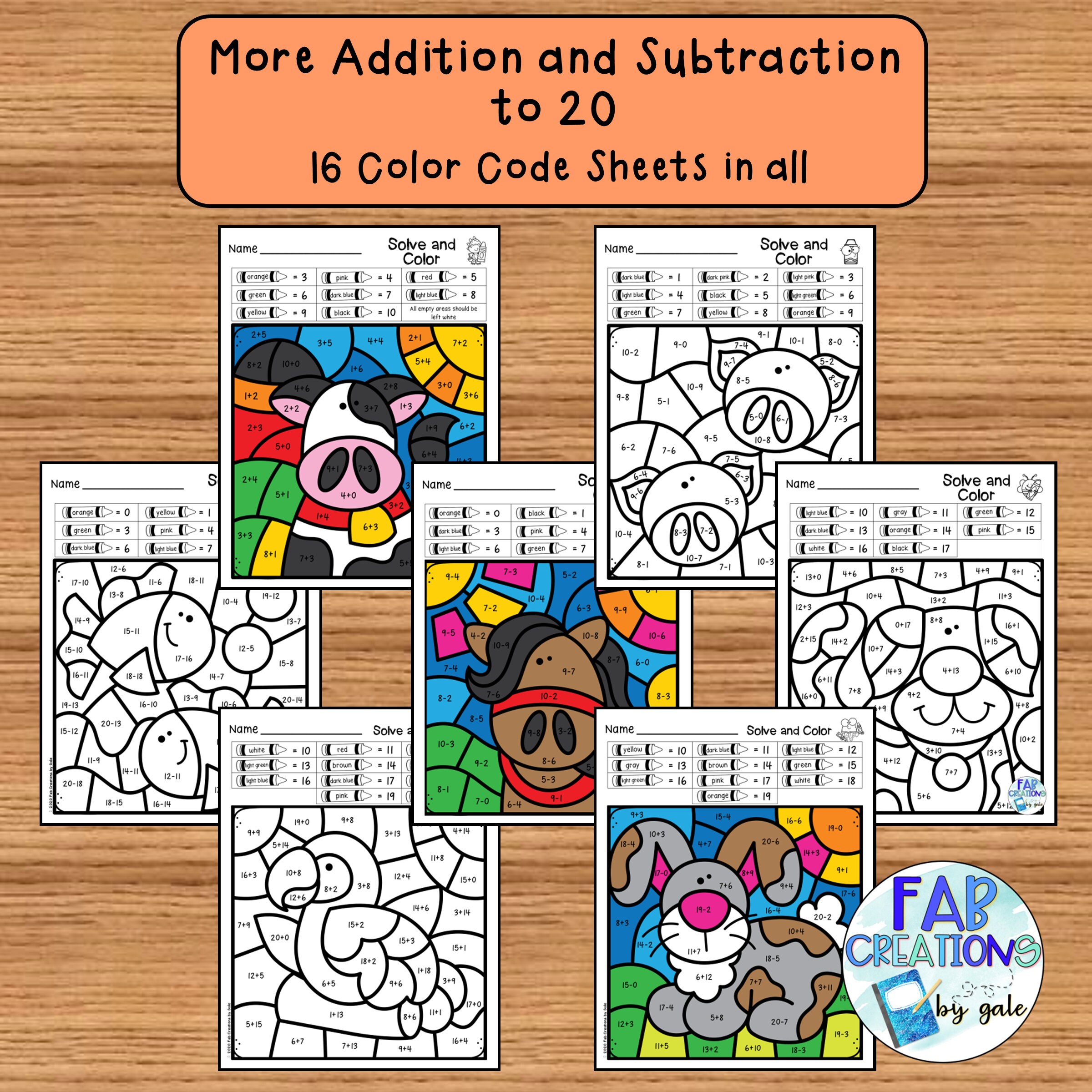 Kindergarten and First Grade Color Code Bundle Color by Number for Kids ...