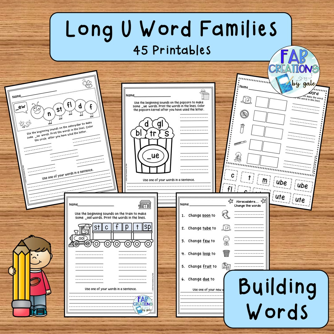 Long U Word Family Practice, First and Second Grade Phonics - Etsy