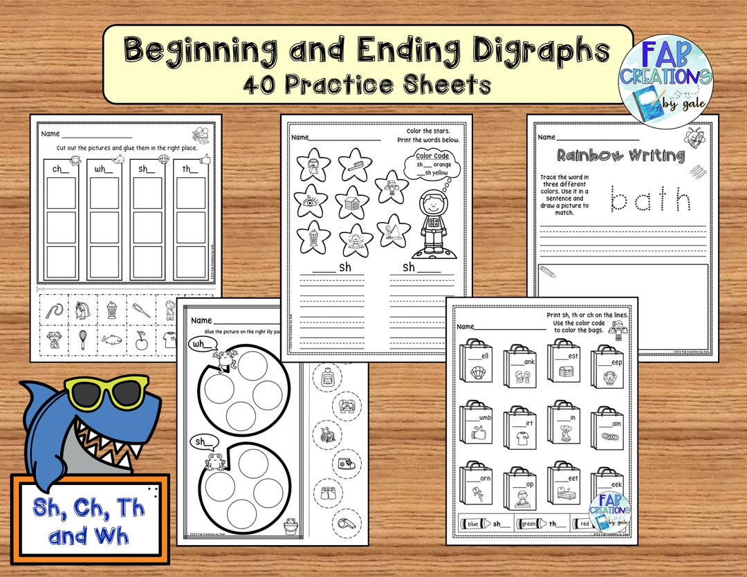 Beginning and Ending Digraphs th Sh Ch and Wh Sounds - Etsy