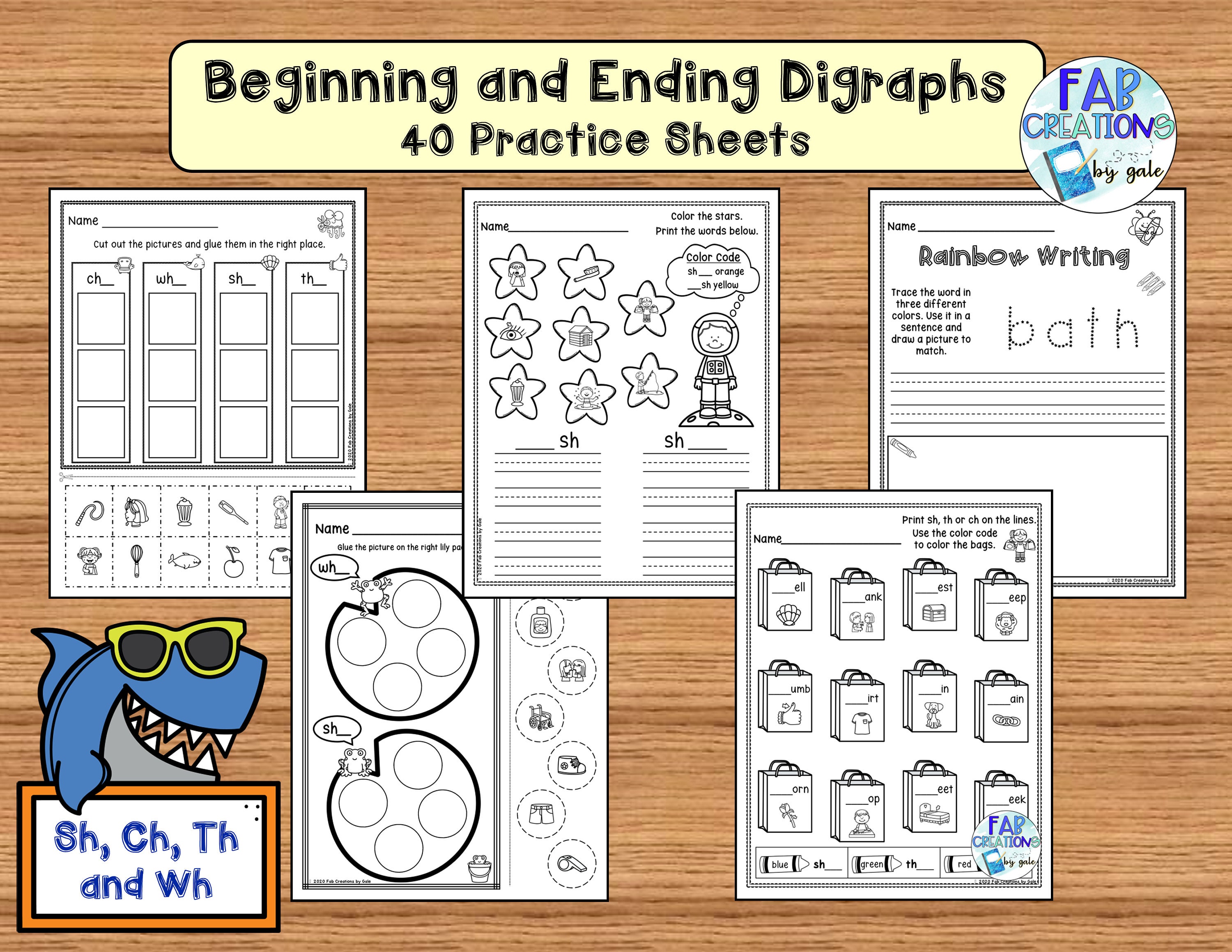 Beginning and Ending Digraphs th Sh Ch and Wh Sounds - Etsy