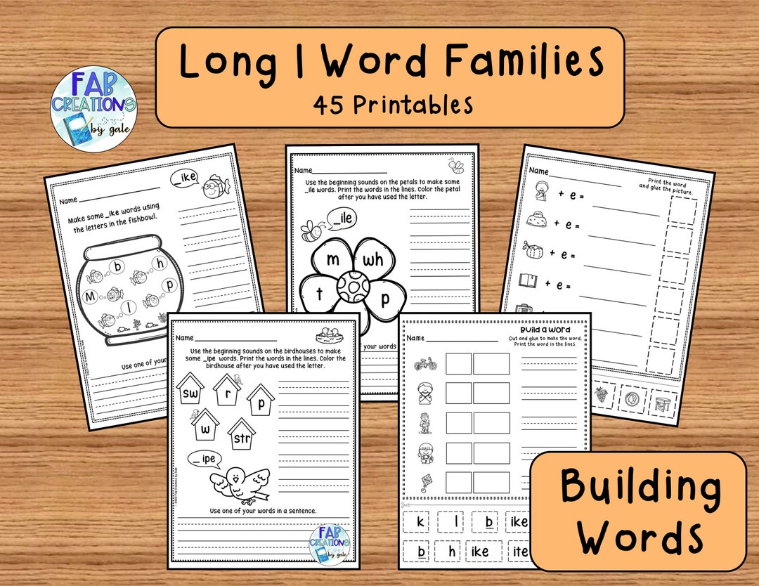 Long I Word Family Practice, First and Second Grade Phonics - Etsy
