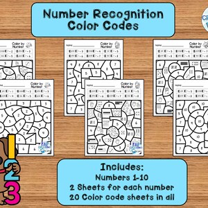 Number Recognition Color by Code Color by Number for Kids - Etsy