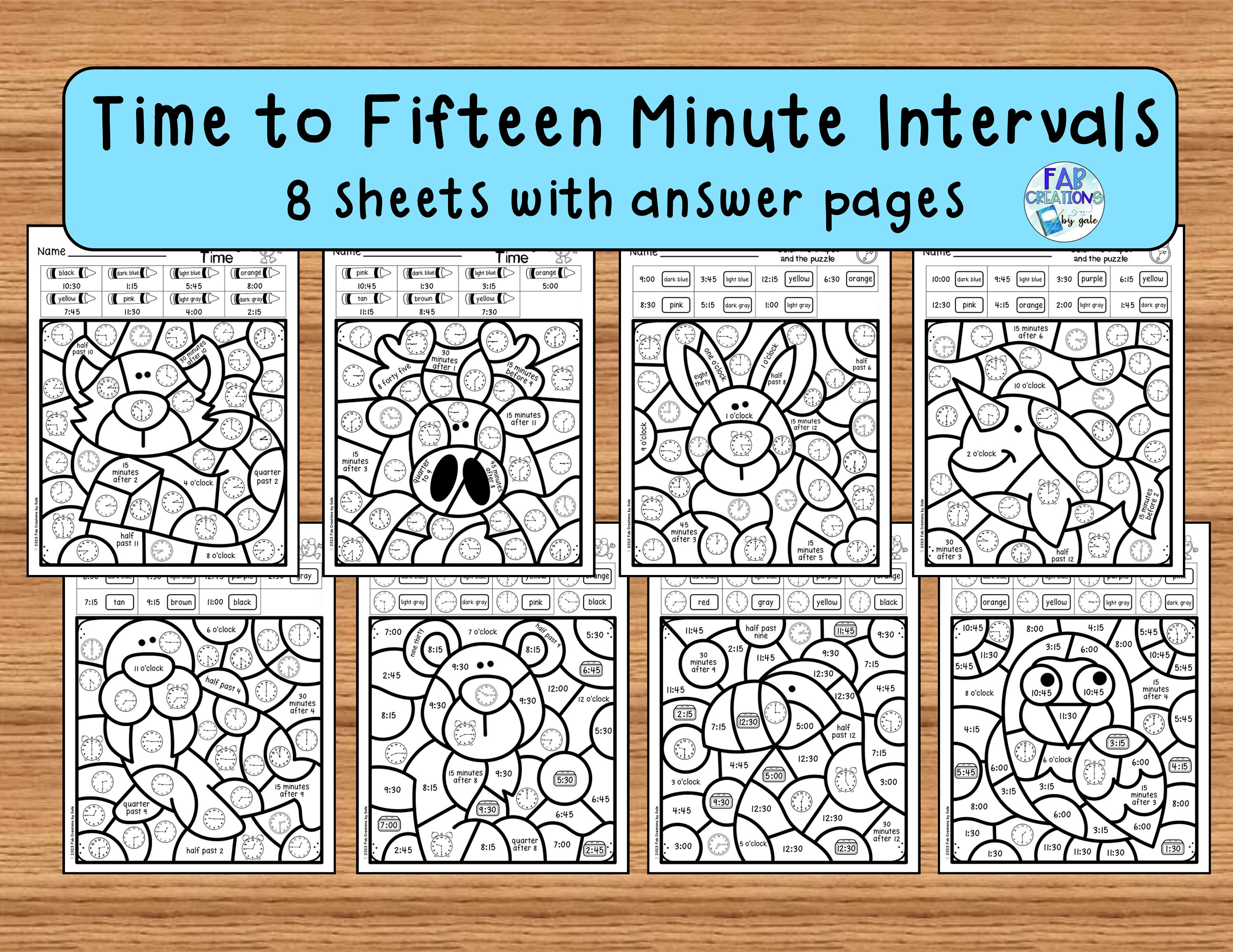 Telling Time Color by Code Worksheets: Math Activity (digital Download ...