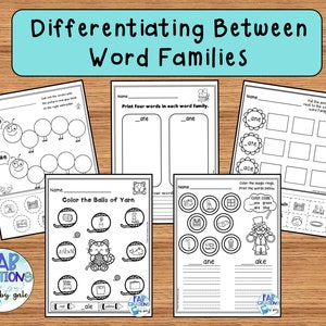 Long A Word Family Practice, First and Second Grade Phonics - Etsy
