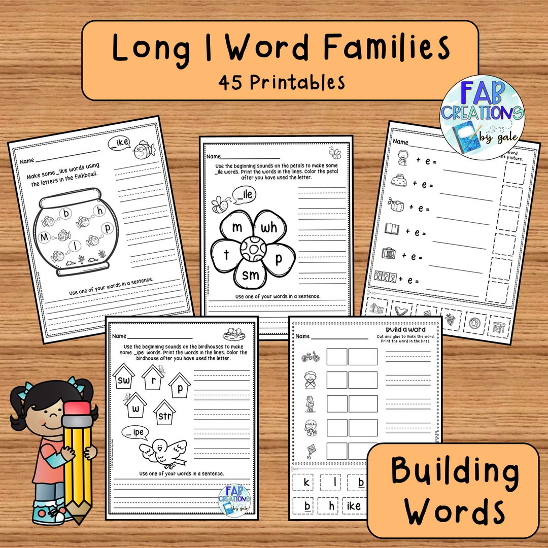 Long I Word Family Practice, First and Second Grade Phonics - Etsy