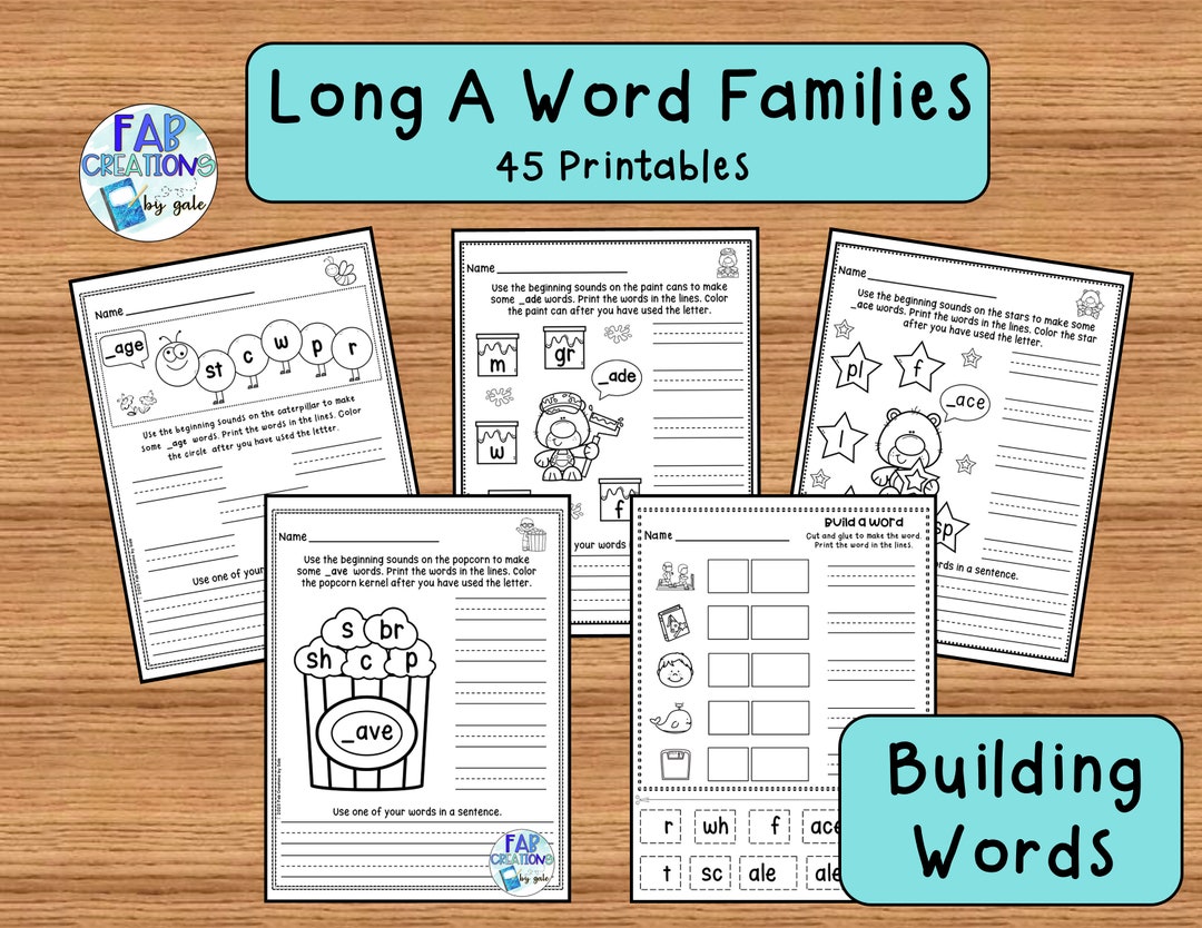 Long A Word Family Practice, First and Second Grade Phonics - Etsy