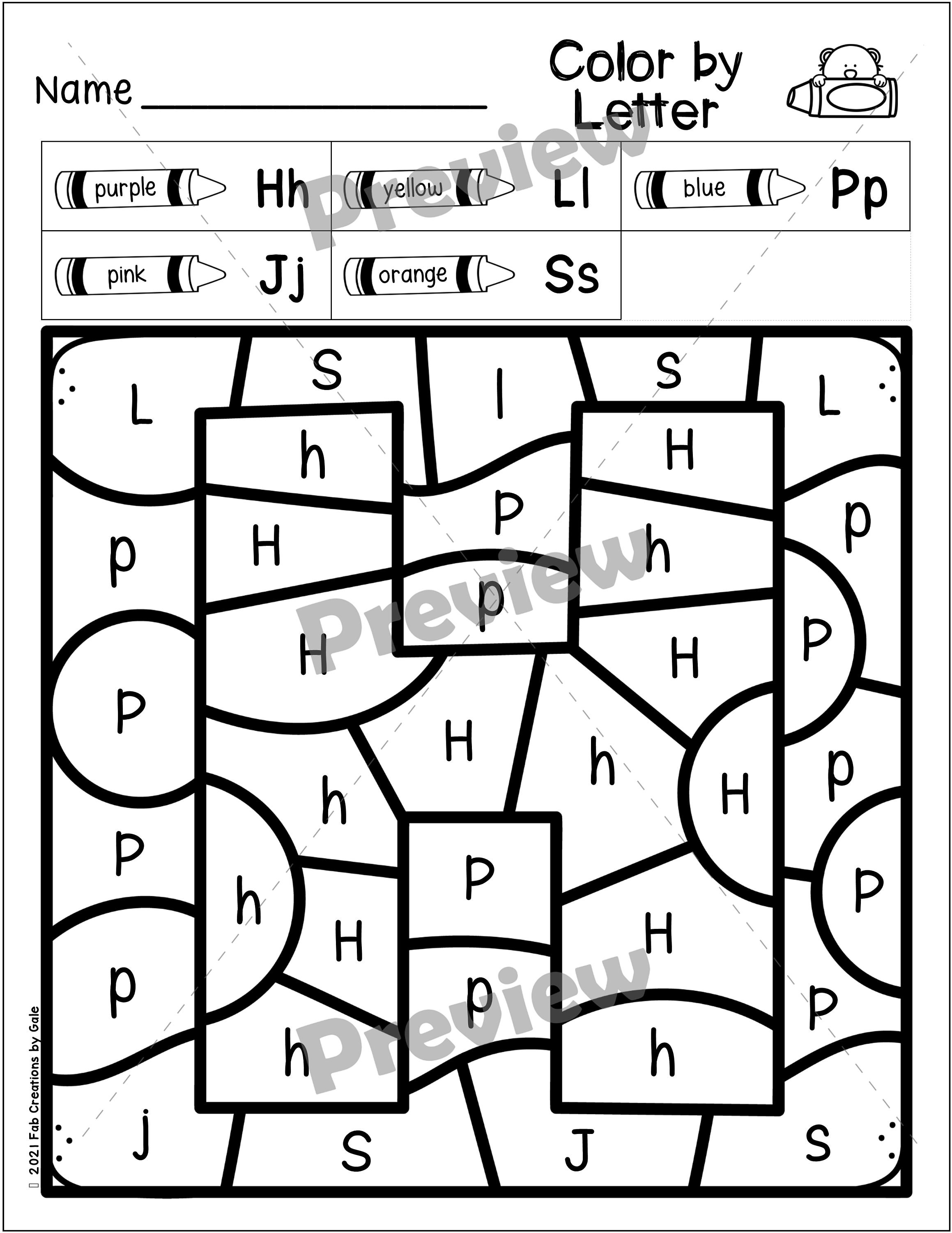 Letter Recognition Color by Code Worksheets: Beginning Sounds (digital ...