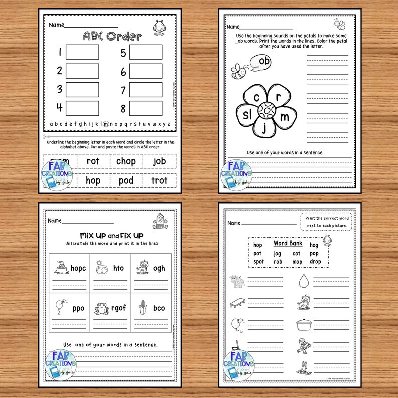 Short O Word Family Practice Kindergarten and First Grade | Etsy