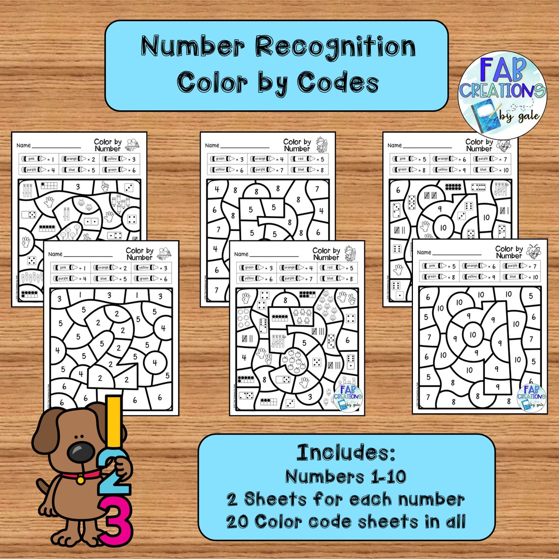 Number Recognition Color by Code, Color by Number for Kids, Color by ...