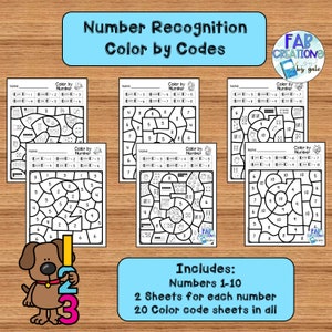Number Recognition Color by Code, Color by Number for Kids, Color by ...