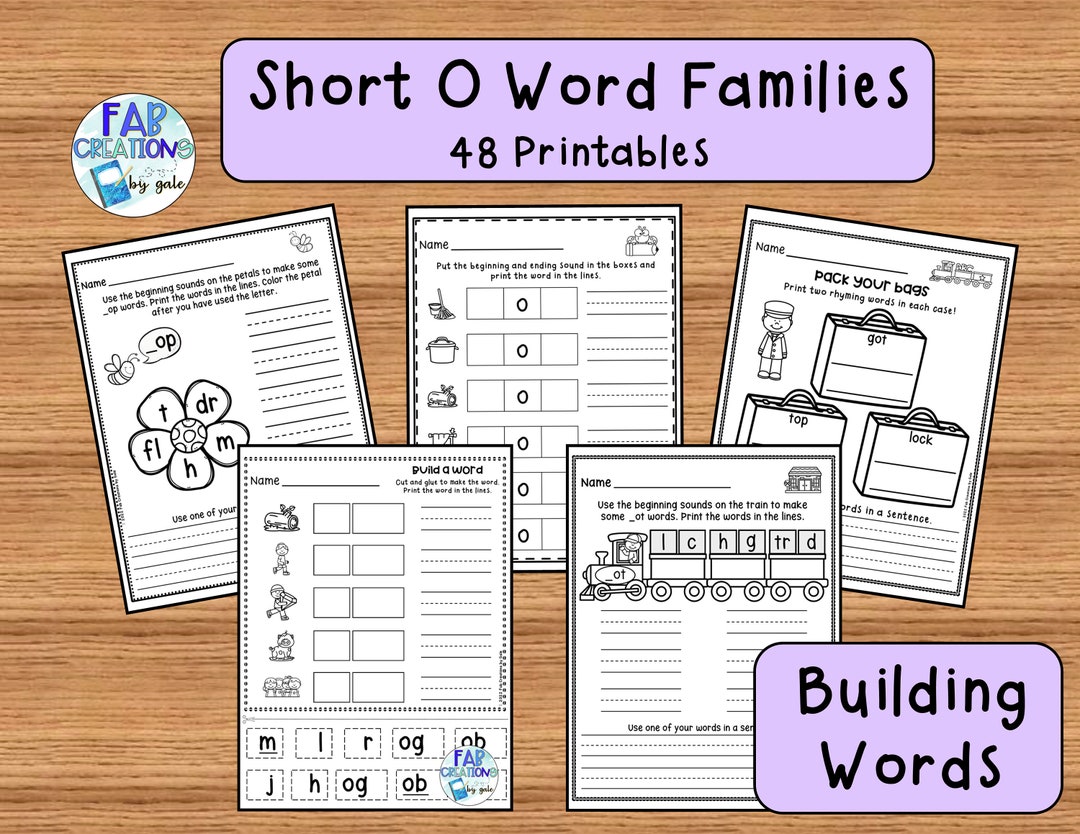 Short O Word Family Practice Kindergarten and First Grade - Etsy