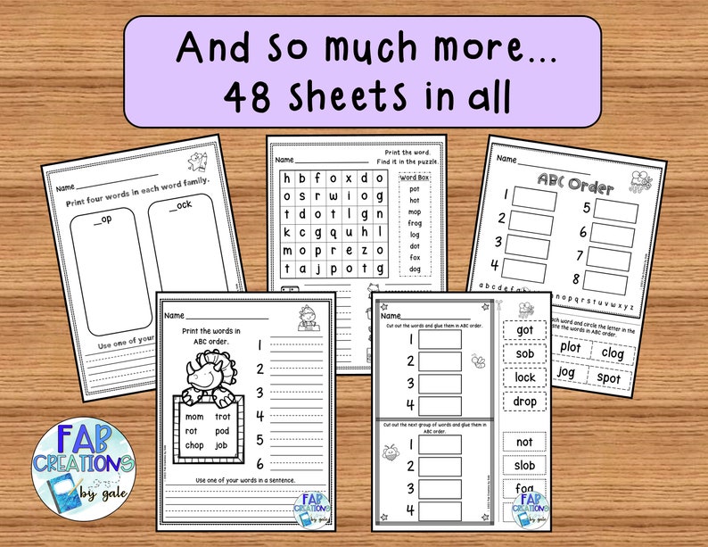 Short O Word Family Practice, Kindergarten and First Grade Phonics - Etsy