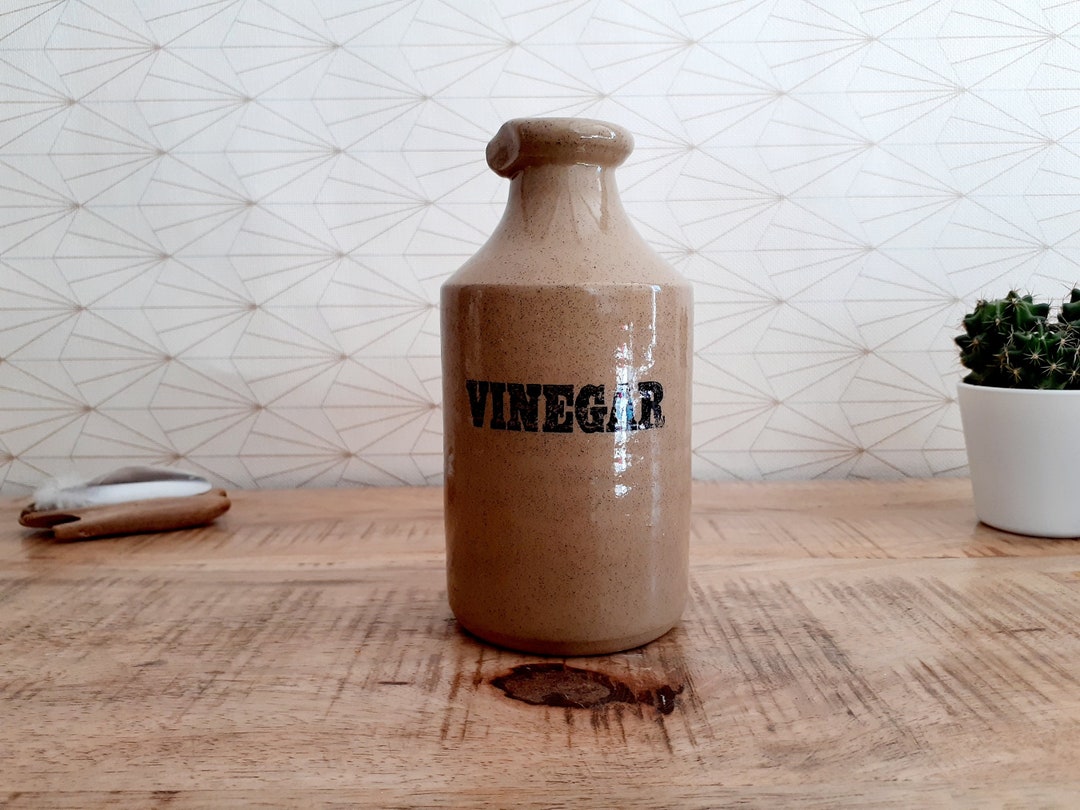 Pretty Vintage Vinegar Bottle in Enameled Stoneware - Etsy