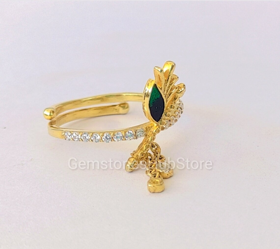 Feather Flute Ring Krishna Flute Ring Pave CZ Ring Enamel - Etsy