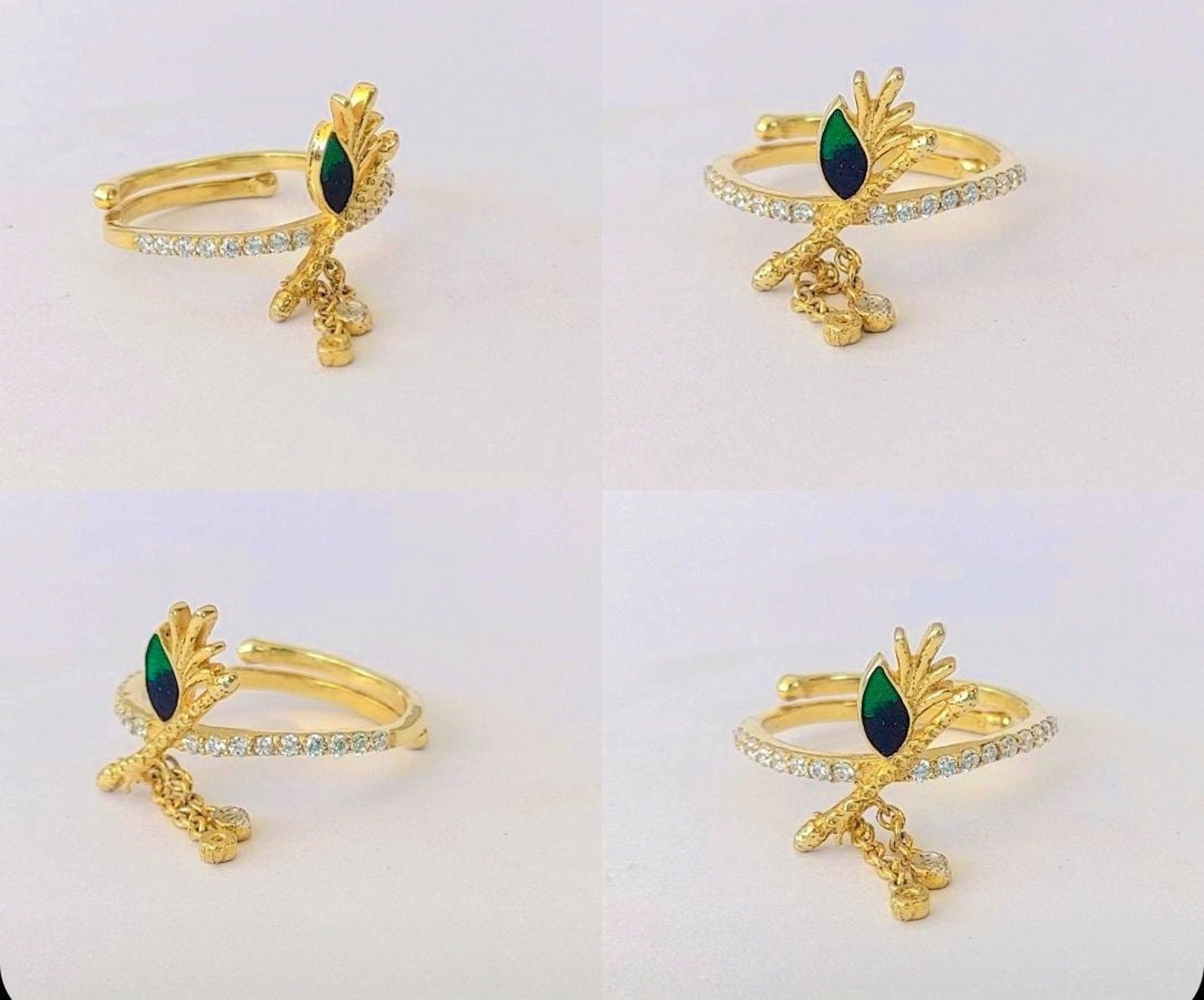 Feather Flute Ring Krishna Flute Ring Pave CZ Ring Enamel - Etsy