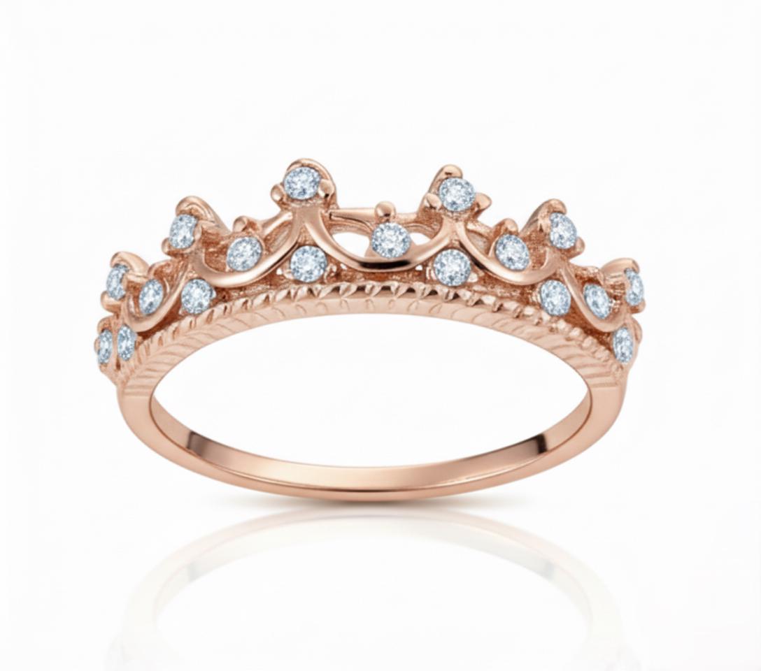 Sterling Silver Crown Ring: Cubic Zirconia Tiara Wedding Band - Etsy