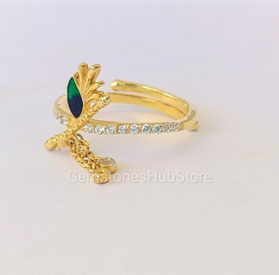 Feather Flute Ring Krishna Flute Ring Pave CZ Ring Enamel - Etsy