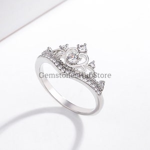 Queen Crown Ring, Minimalist Princess Ring, Cocktail Ring, Engagement ...