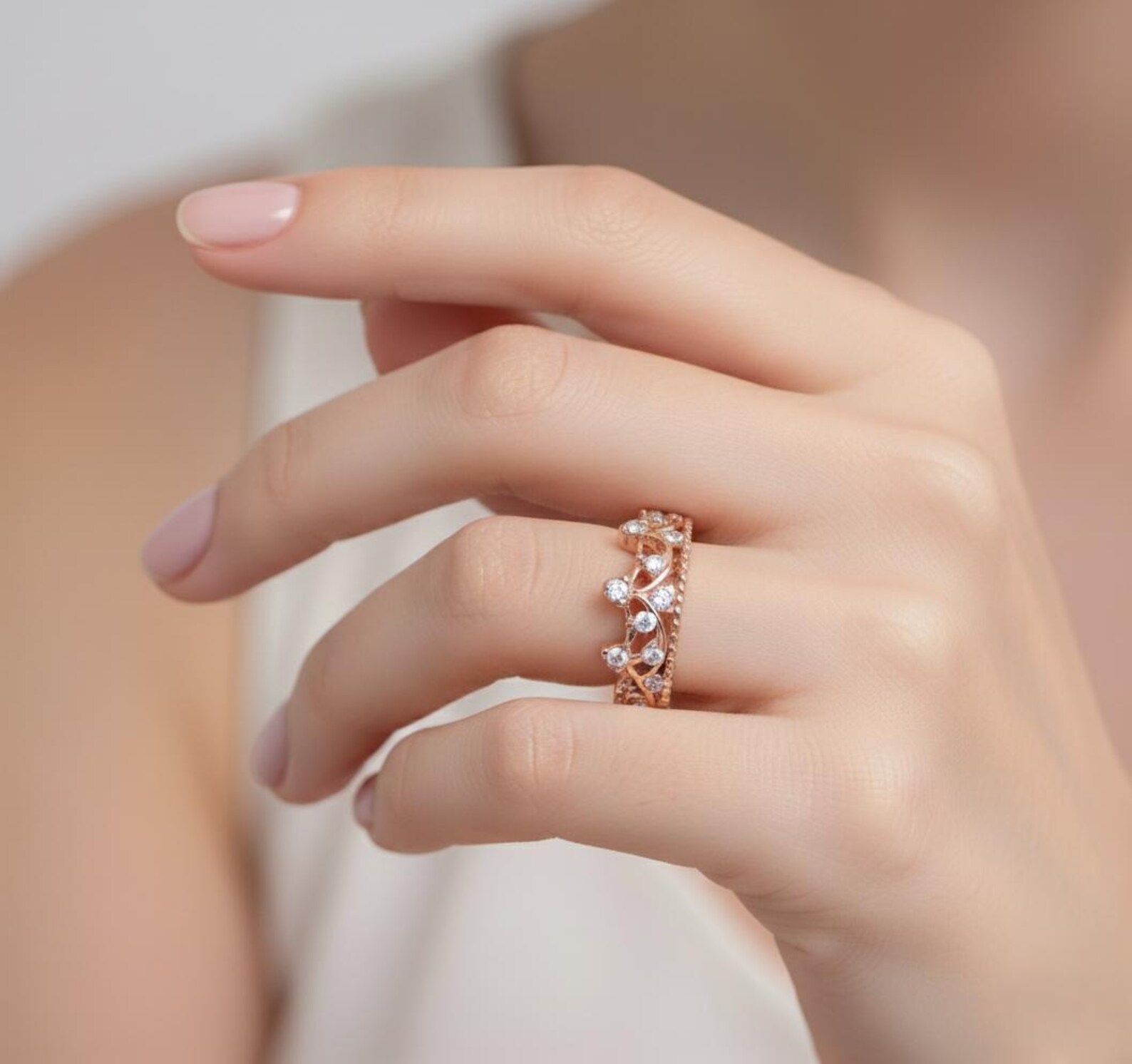 Sterling Silver Crown Ring: Cubic Zirconia Tiara Wedding Band - Etsy