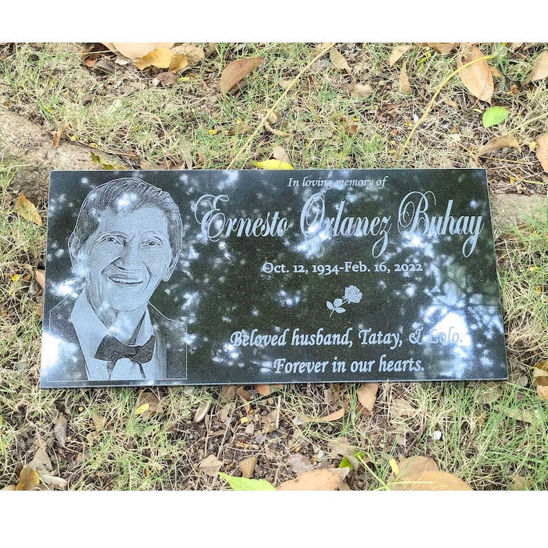 Custom Black Granite Human Memorial Stone With Two Holders - Etsy