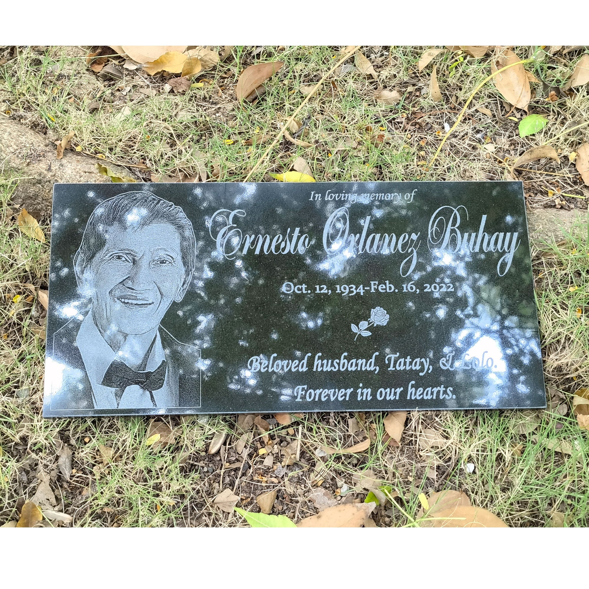 Custom Black Granite Human Memorial Stone With Two Holders - Etsy Canada