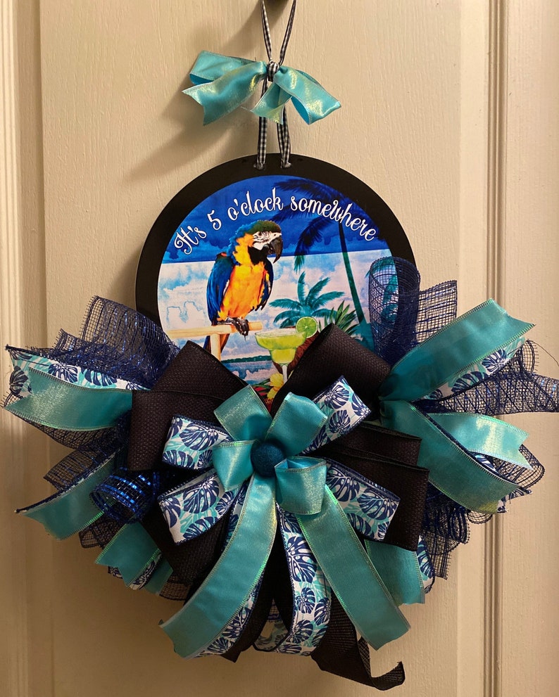 Rail Wreath Its 5 Oclock Somewhere Wreath Paradise Wreath - Etsy