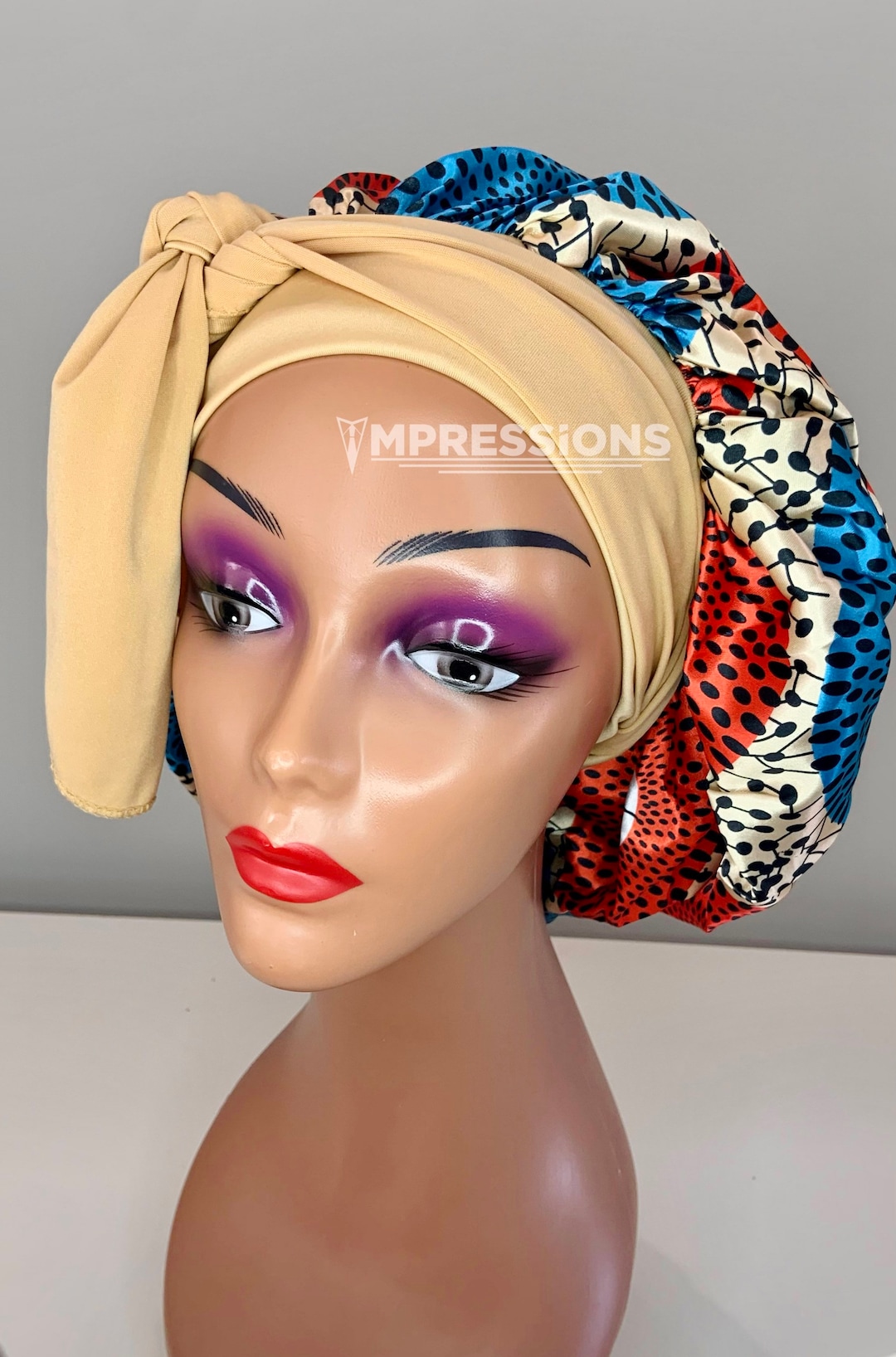 Satin Bonnet|patterned|head Wrap| Hair Cover| Women| Sleeping Bonnet ...