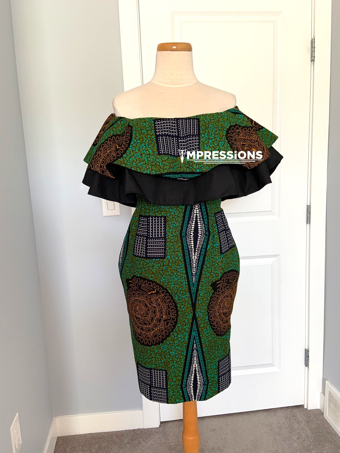 Off Shoulder Cape Dress/womens Wear/ankara Cape Dress/knee Length Dress ...