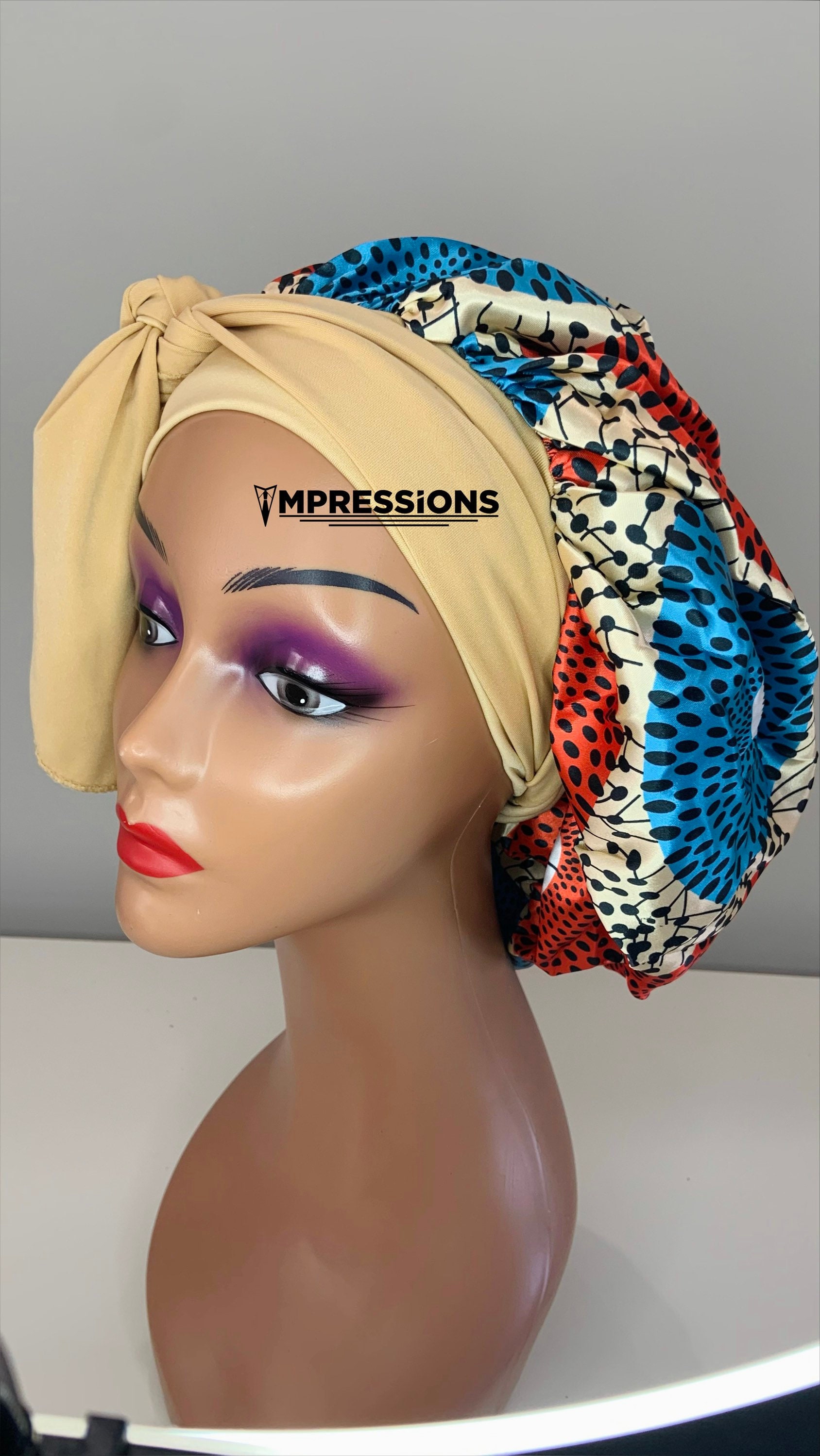 Satin Bonnetpatternedhead Wrap Hair Cover Women Sleeping Bonnet Hair ...