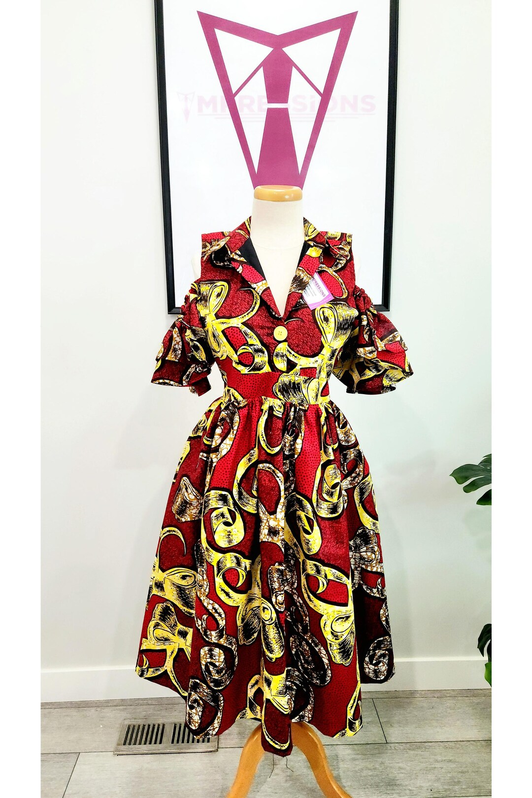 African Print Shirt Dress/kaftan/ankara Print / Collared Dress/ Women’s ...