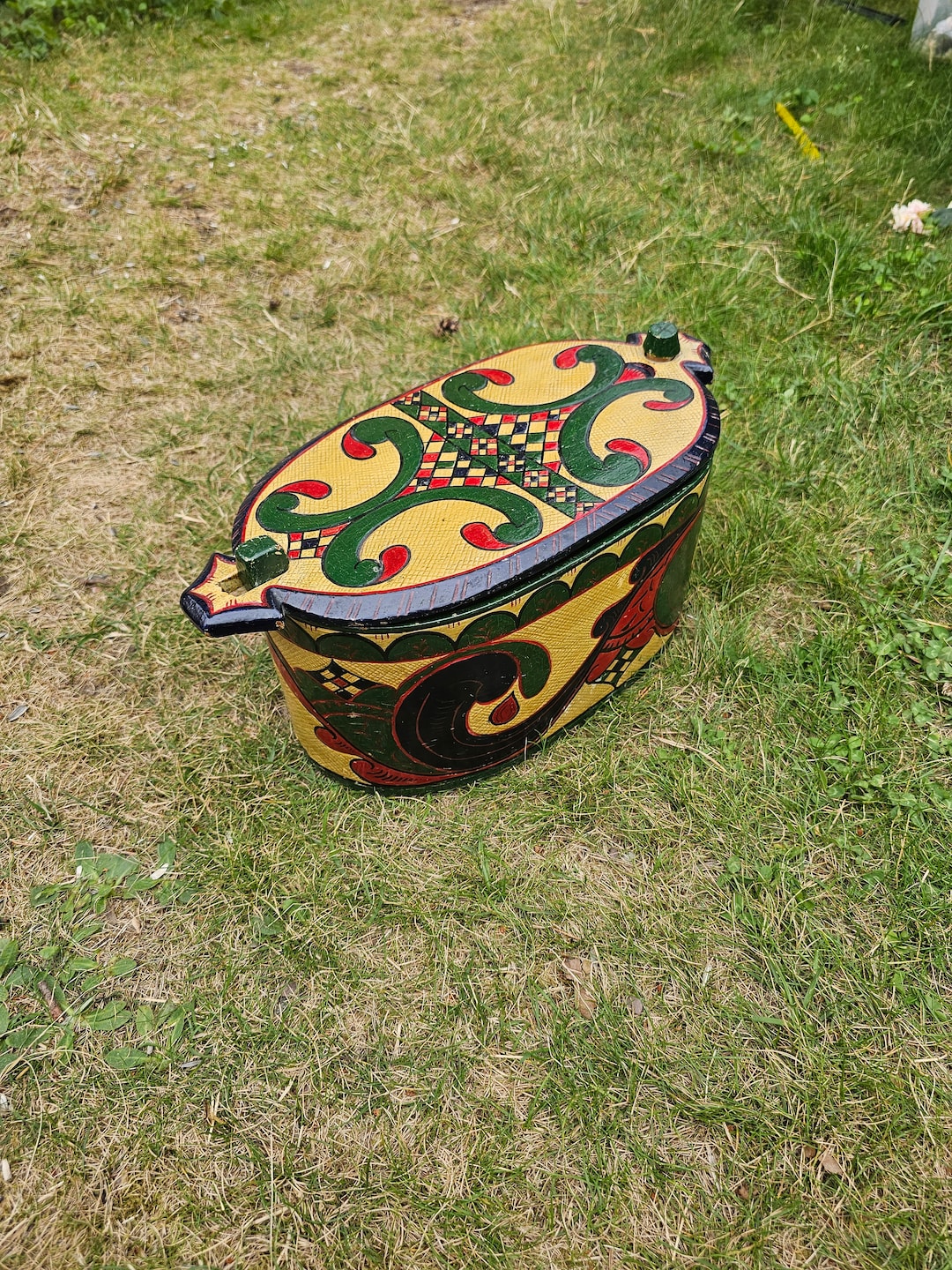 Norwegian Tine Storage Box - Norwegian Rosepaint Tine Box - Table Decor ...
