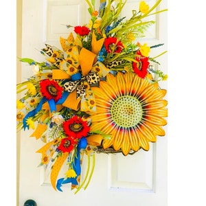 Sunflower Wreath, Front Door Wreath, Spring Wreaths for Front Door ...