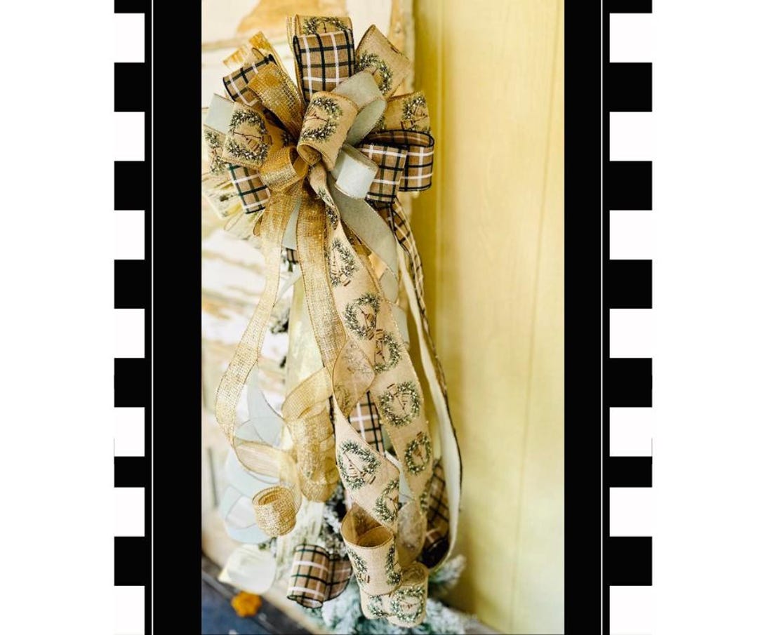 Rustic Bell Tree Topper Bow, Christmas Tree Topper Bow, Woodland Tree ...