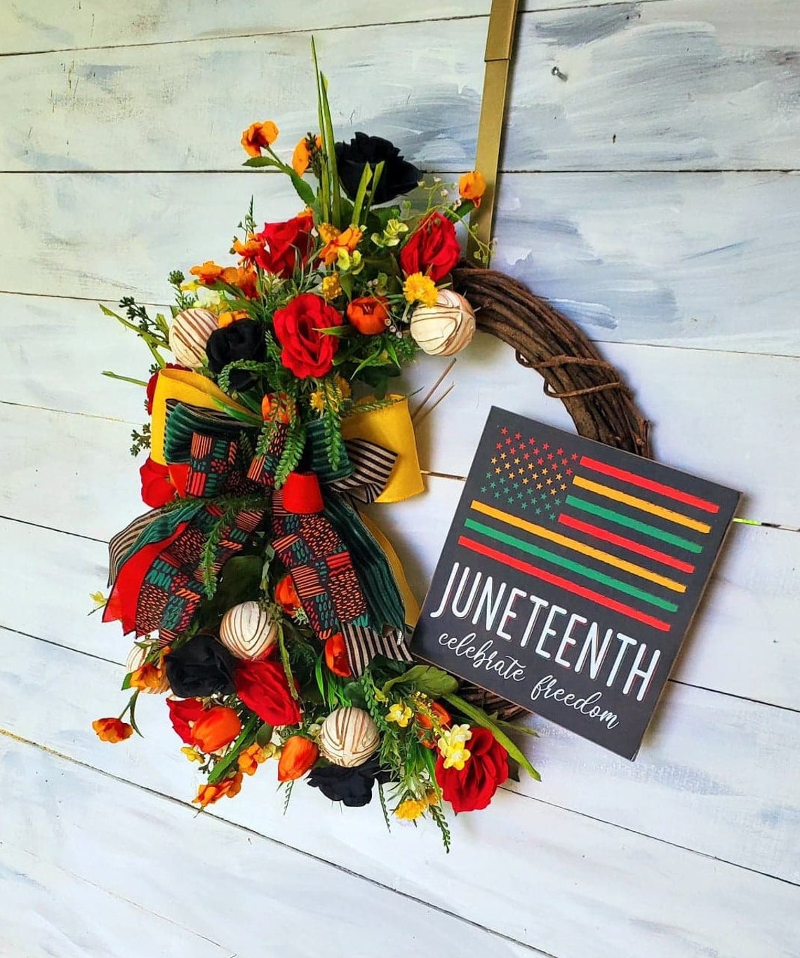 BEST SELLER Juneteenth Front Door Wreath Juneteenth Wreath - Etsy
