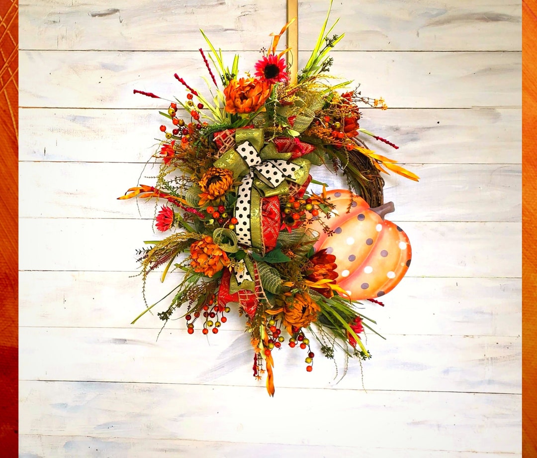 Large Fall Wreaths for Front Door, Designer Fall Wreath With Sunflowers ...