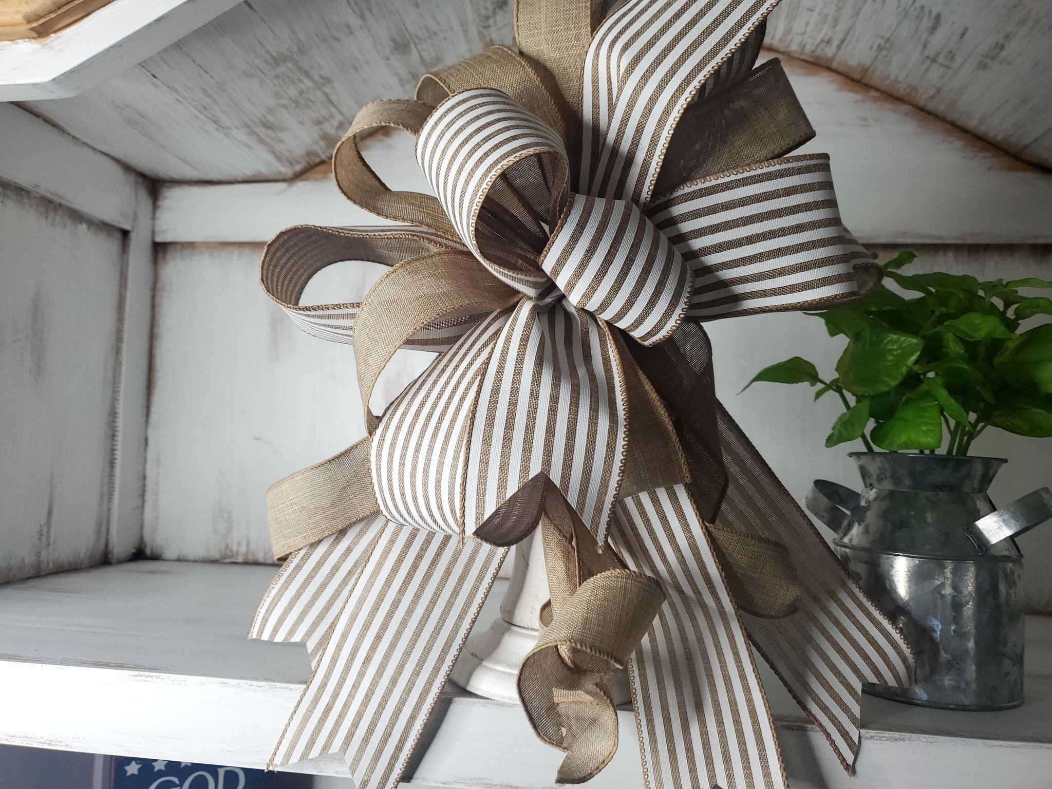 Farmhouse Stripe Bow Burlap Farmhouse Black Stripes Wreath - Etsy