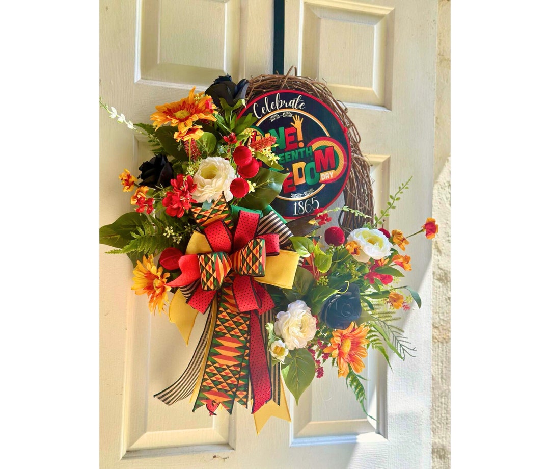 BEST SELLER Juneteenth Front Door Wreath, Juneteenth Wreath, Black ...