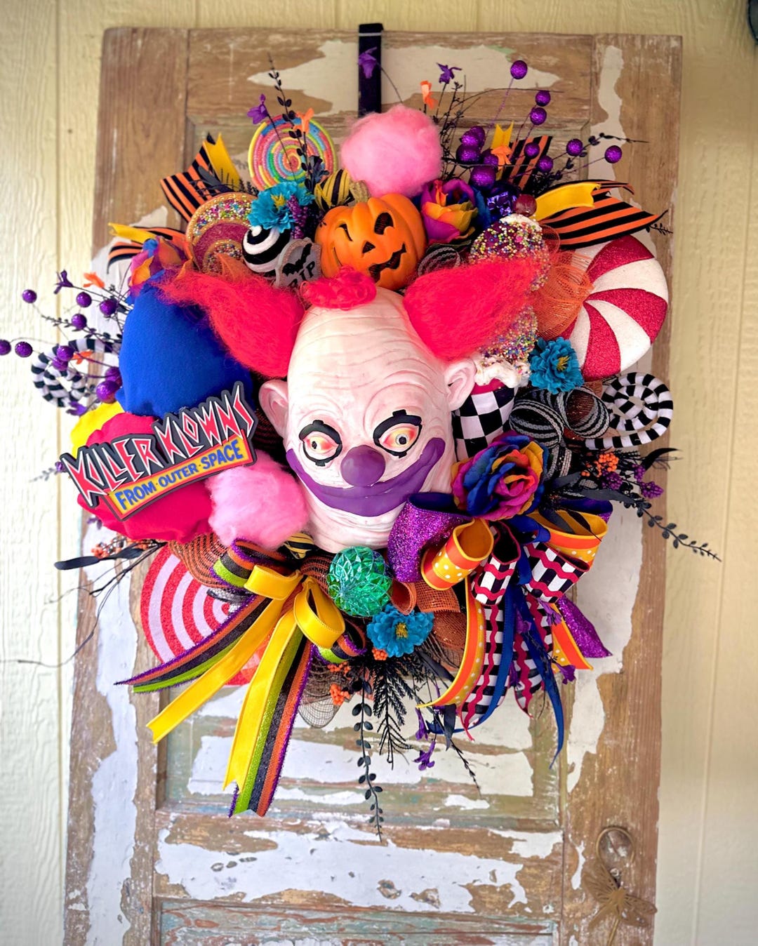 Halloween Wreath, Halloween Front Door Wreath, Killer Klowns Wreath ...