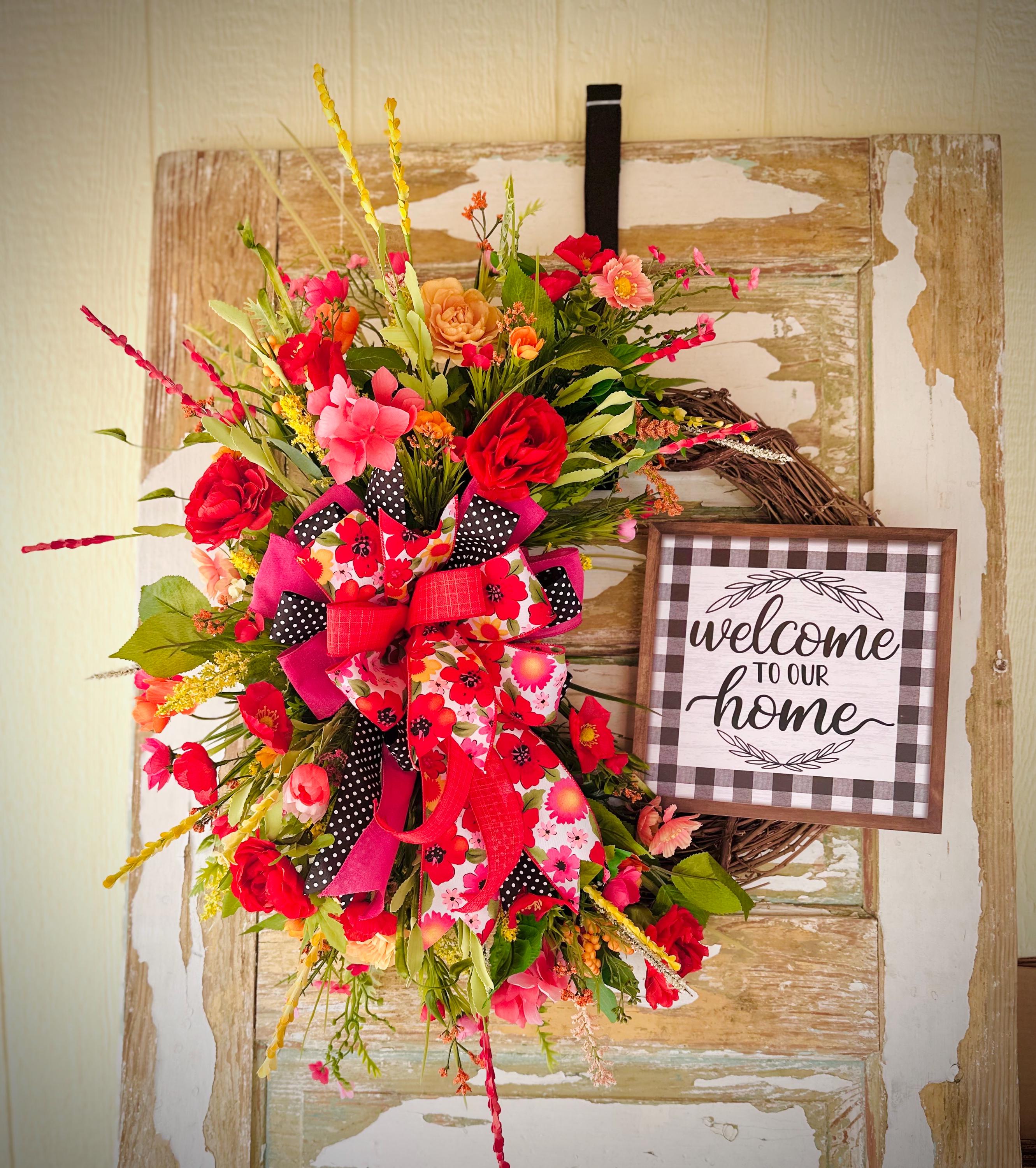 Spring Wreath, Front Door Wreath, Spring Wreaths for Front Door, Spring ...