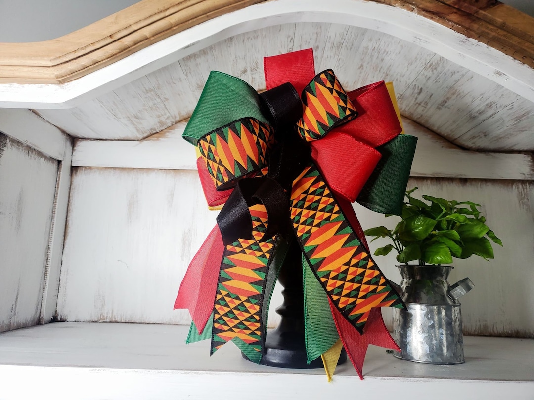 Black History Month Kente Ribbon Bow: Handmade African Decor - Etsy