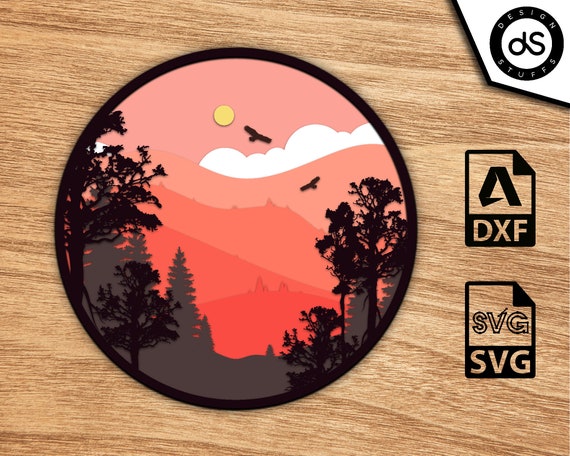 DXF Svg Evening Scenery Laser Cut Files Layered Wall Art Ready - Etsy