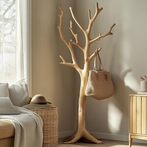 Custom Wooden Tree Coat Rack, Driftwood Standing Clothes Hanger ...
