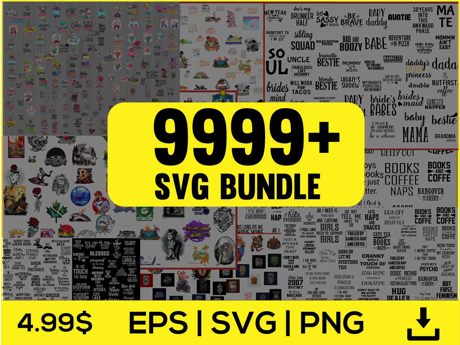 9999 Mega SVG Bundle, Svg Files, Svg for Cricut, Svg for T Shirts, Png ...