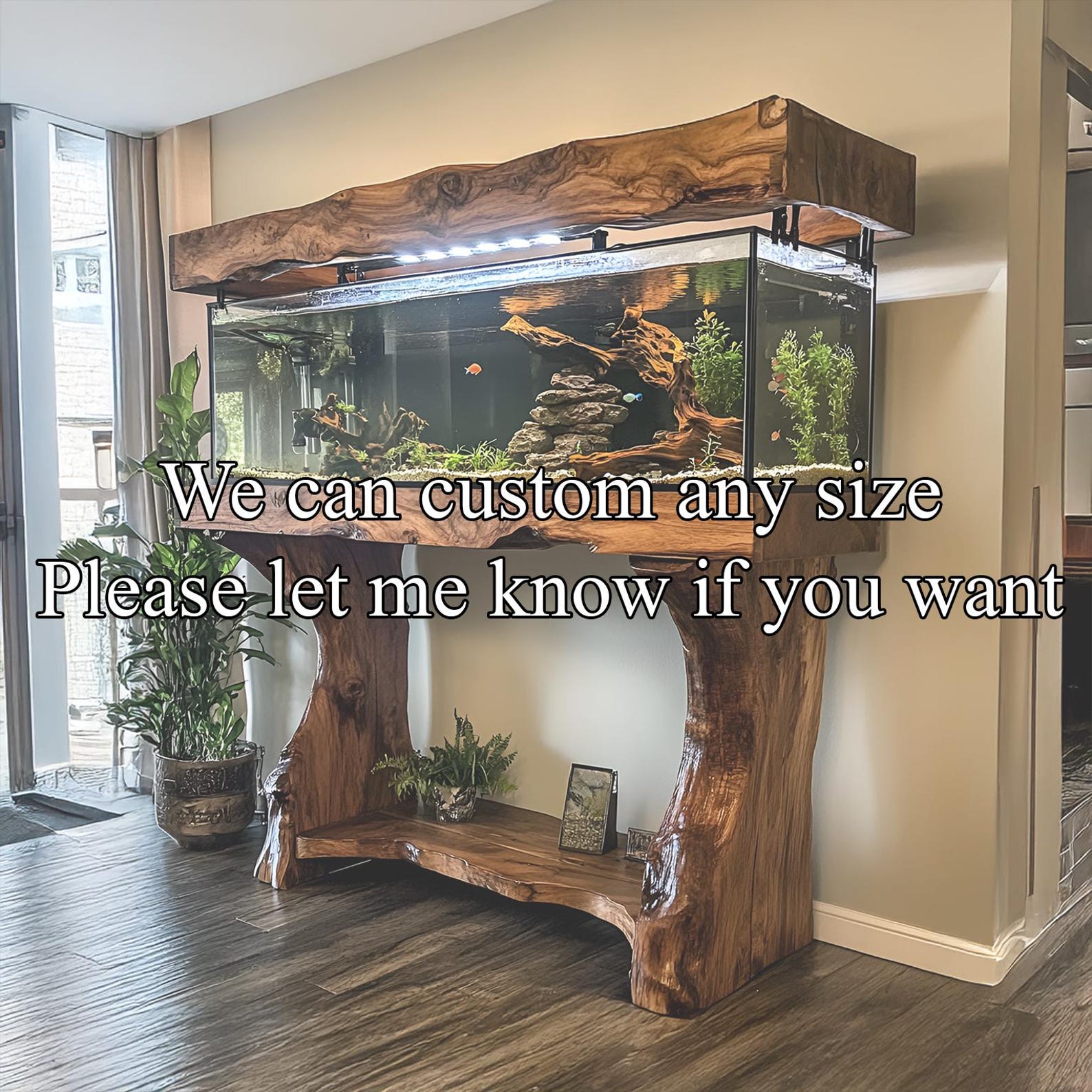 Wood Aquarium Stand, Handmade Solid Wood Fish Tank Table, Custom ...