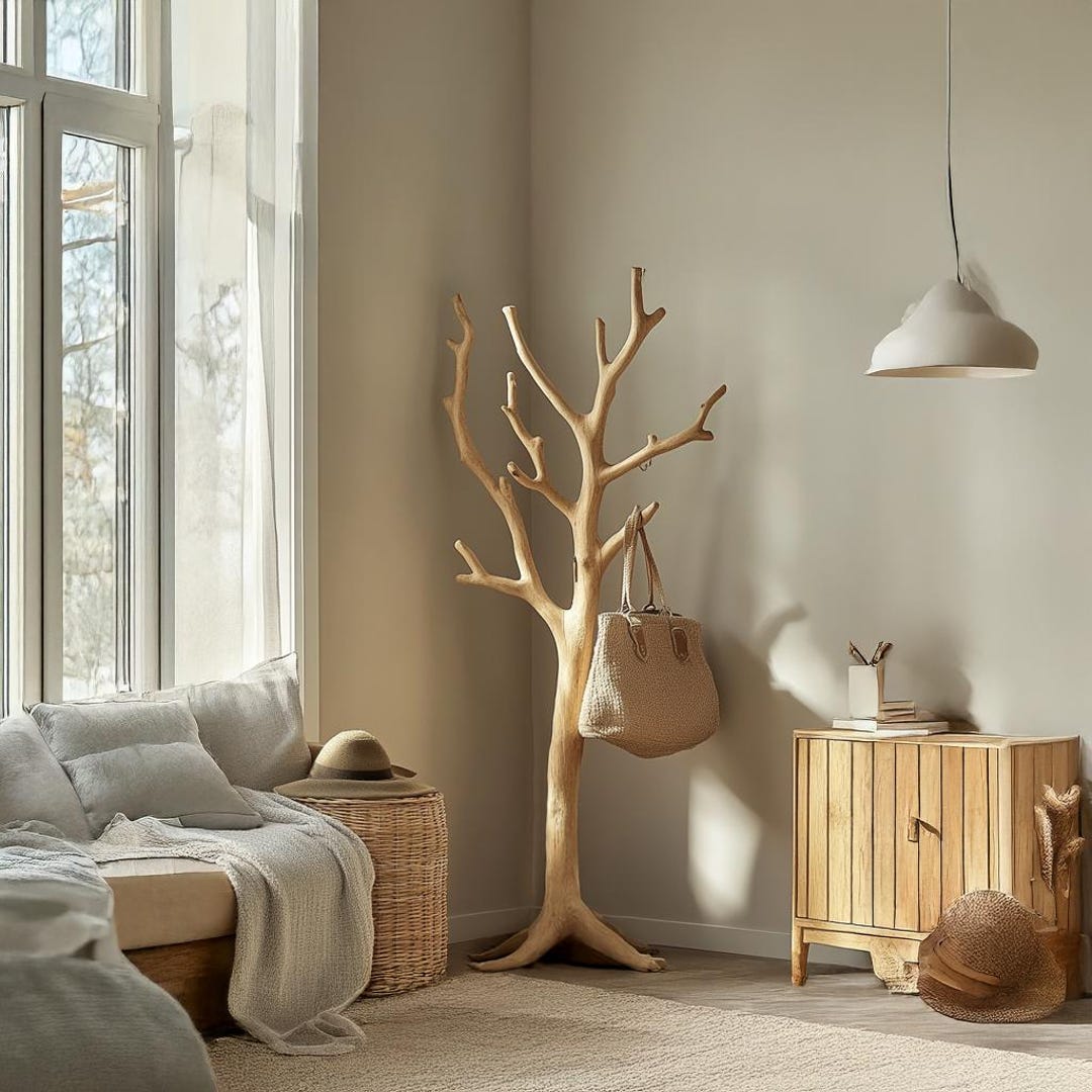 Custom Wooden Tree Coat Rack, Driftwood Standing Clothes Hanger ...