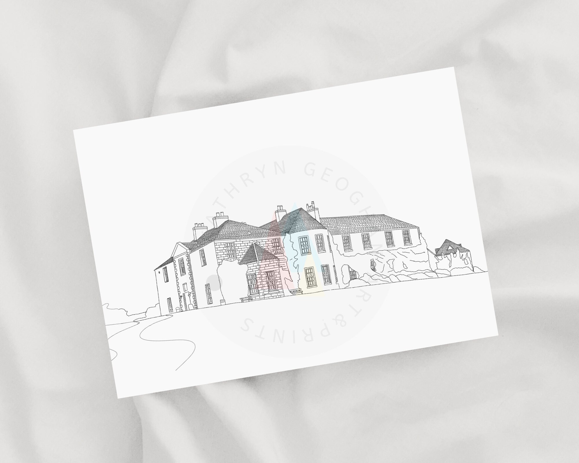 Logie Country House Line Drawing Print Scottish Architecture - Etsy