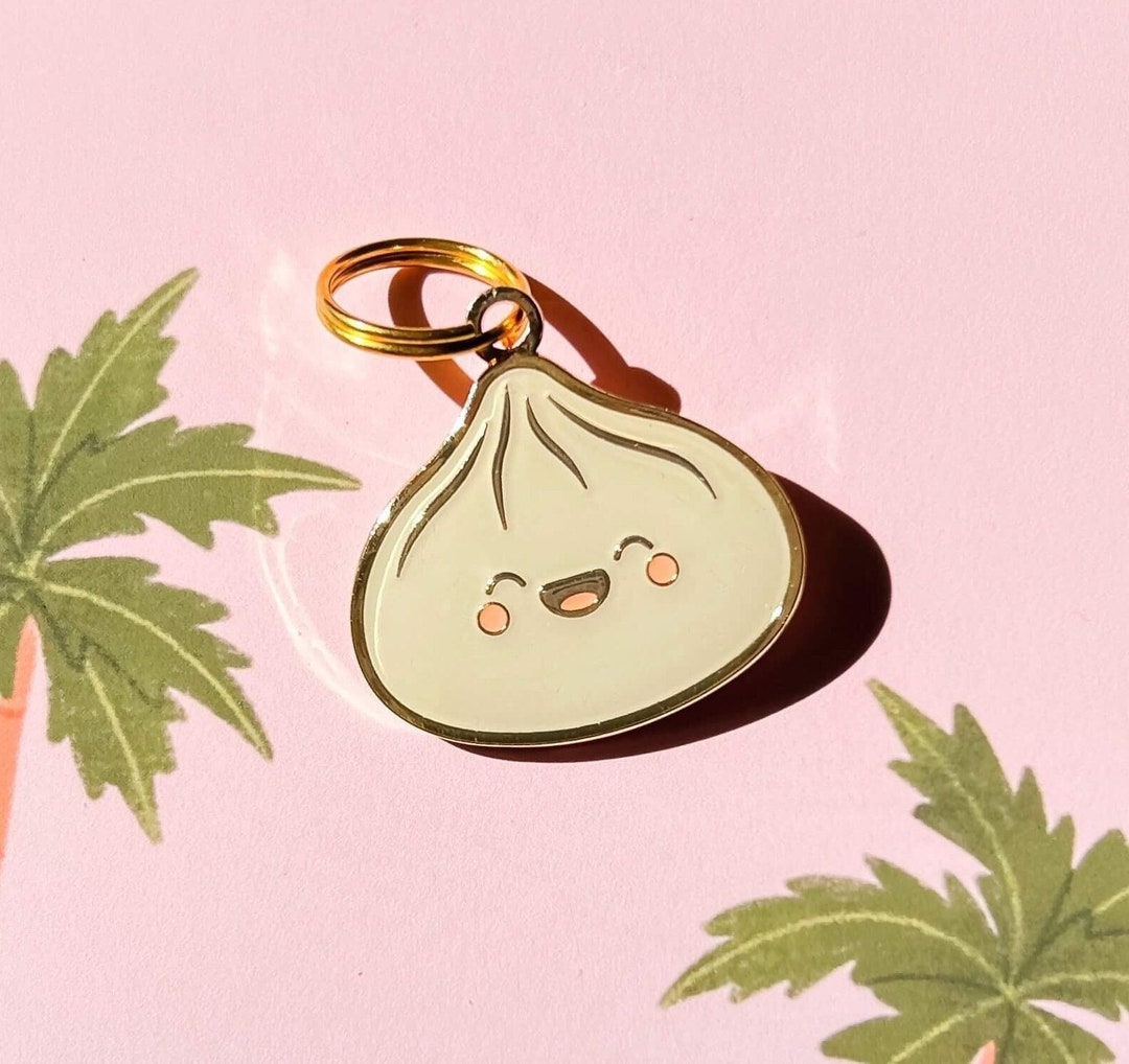 Dumpling Bao Pet ID Tag: Personalized Dog Cat Collar, Kawaii Pet ...