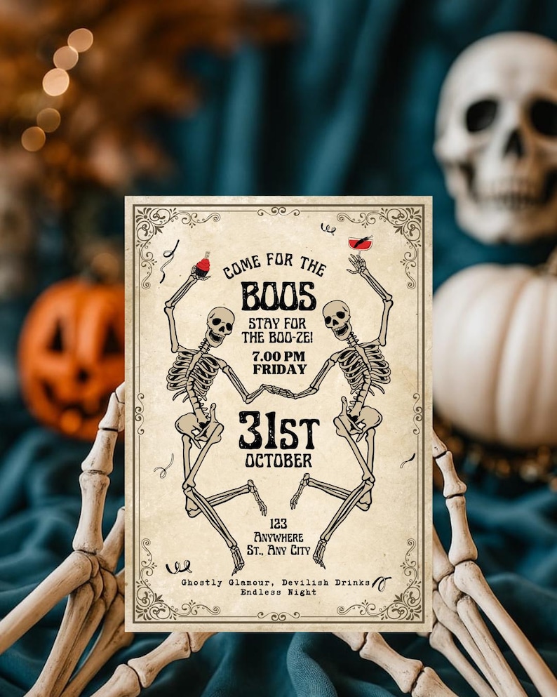 Adult Halloween Party Invitation: Cocktails & Costumes, Editable Canva ...